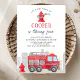 Boys Red Let's Get Fired Up Fire Engine Birthday Invitation | Zazzle