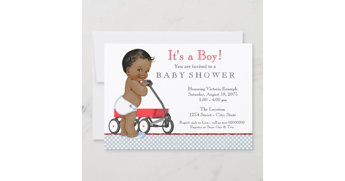 Boys Red Wagon Baby Shower Invitation | Zazzle