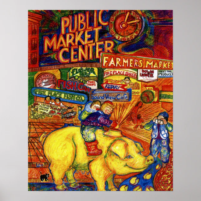 Boys Riding Pig Poster | Zazzle