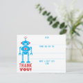 Boys Robot Fill In The Blank Thank You Note Card | Zazzle
