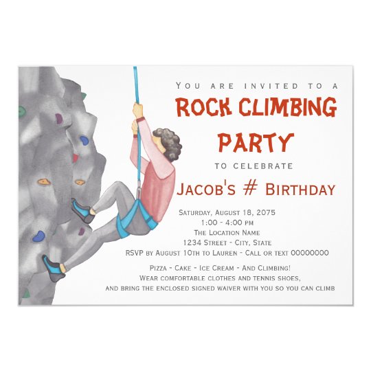 Boys Rock Climbing Birthday Party Invitations | Zazzle.com