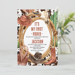Boys Rope My First Rodeo Cowboy 1st Birthday Invitation | Zazzle