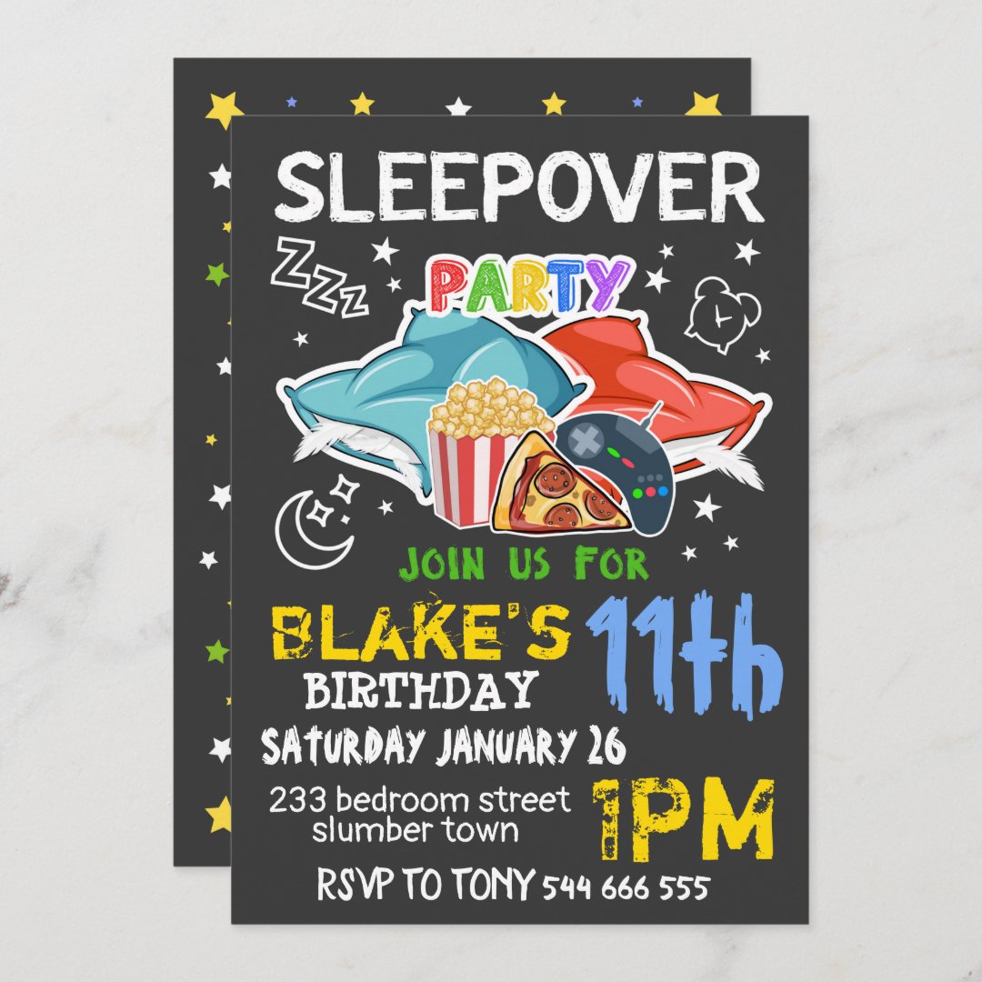 Boys Sleepover Invitation - SLEEPOVER BIRTHDAY | Zazzle