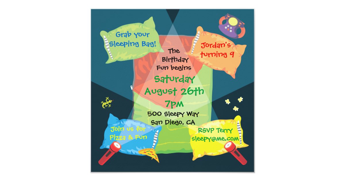 Boy's Sleepover Slumber Party Invitation | Zazzle
