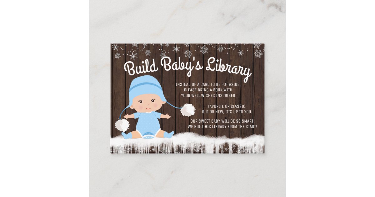 Boys Snowflake Bring a Book Baby Shower Cards | Zazzle