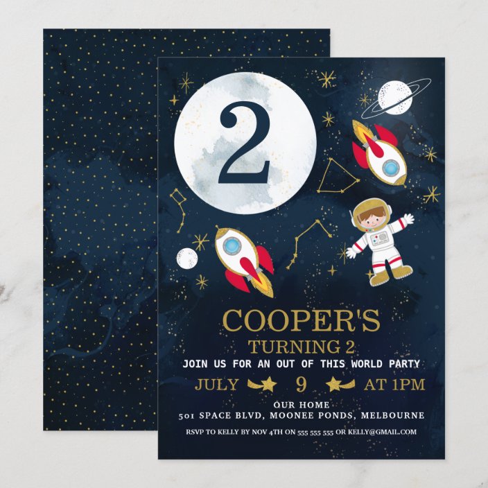 Boys Space Themed Birthday Invitation | Zazzle.com