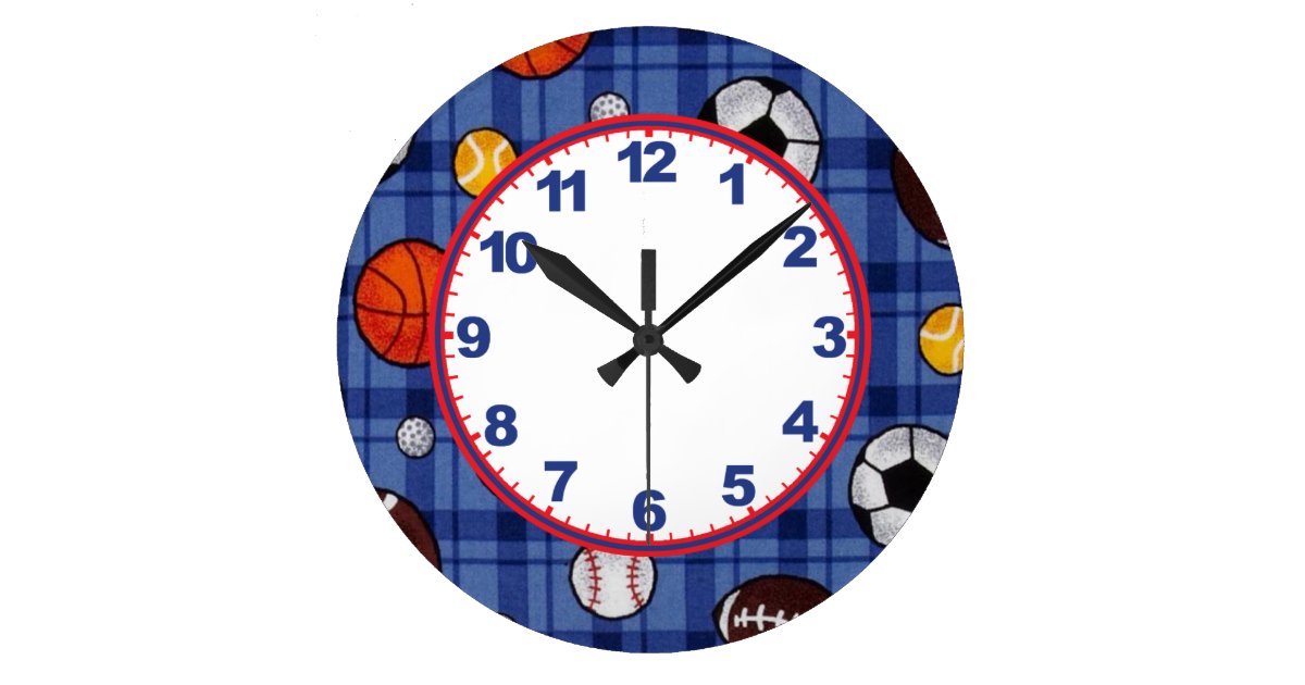 Boys Sports Clock with Numbers | Zazzle.com