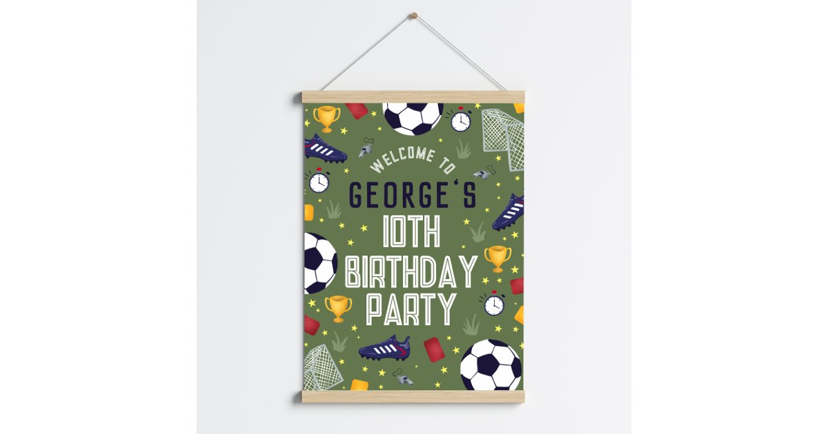 Boys Sports Soccer Birthday Welcome Sign | Zazzle
