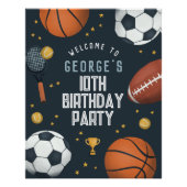 Boys Sporty Blue Birthday Party Welcome Sign | Zazzle