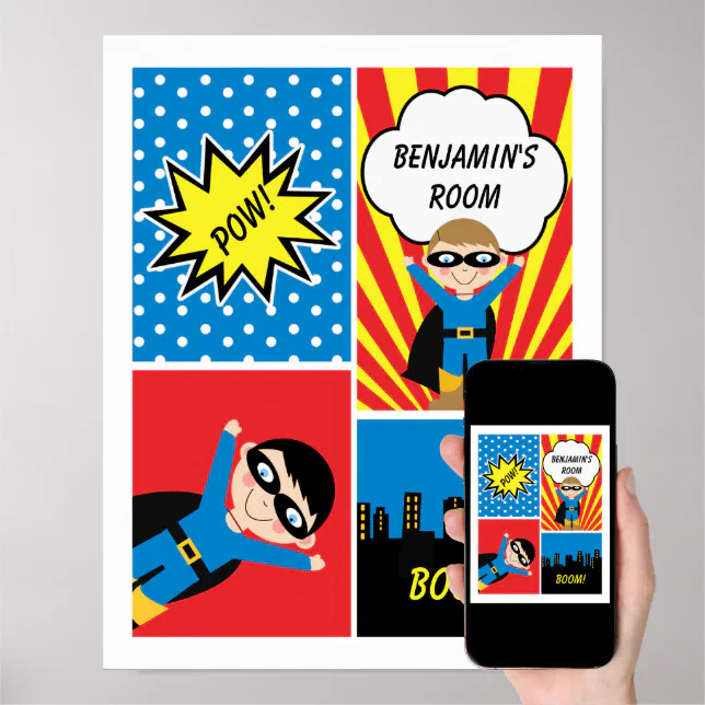 Boys Superhero Personalized Poster | Zazzle