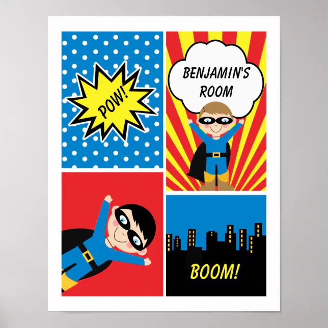 Boys Superhero Personalized Poster | Zazzle