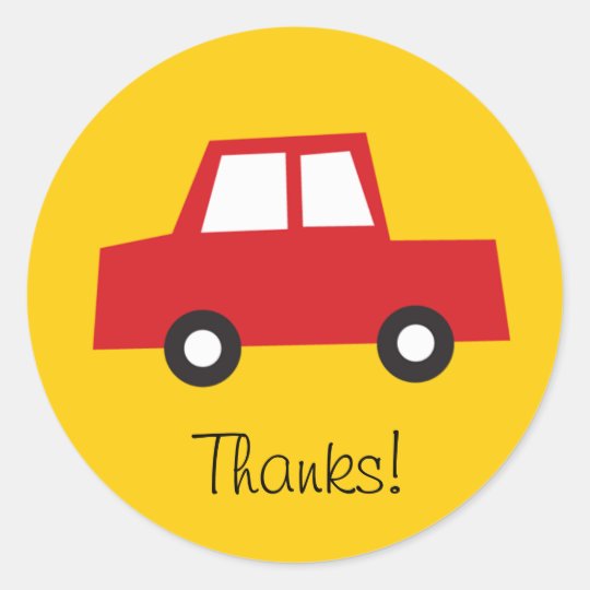 Boys Toys Red Car Kids Birthday Thank You Sticker | Zazzle.com