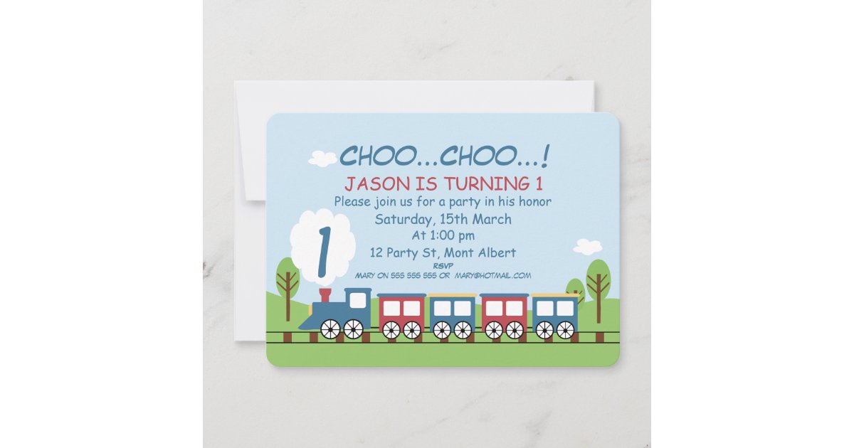 Boys Train 1st or 2nd Birthday Invitation | Zazzle
