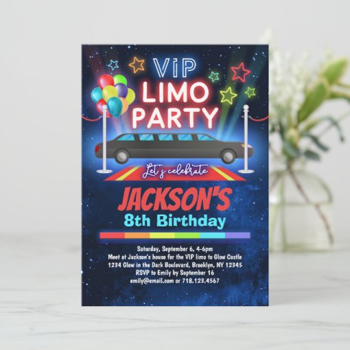 Boys VIP Limo Birthday Party Invitation | Zazzle