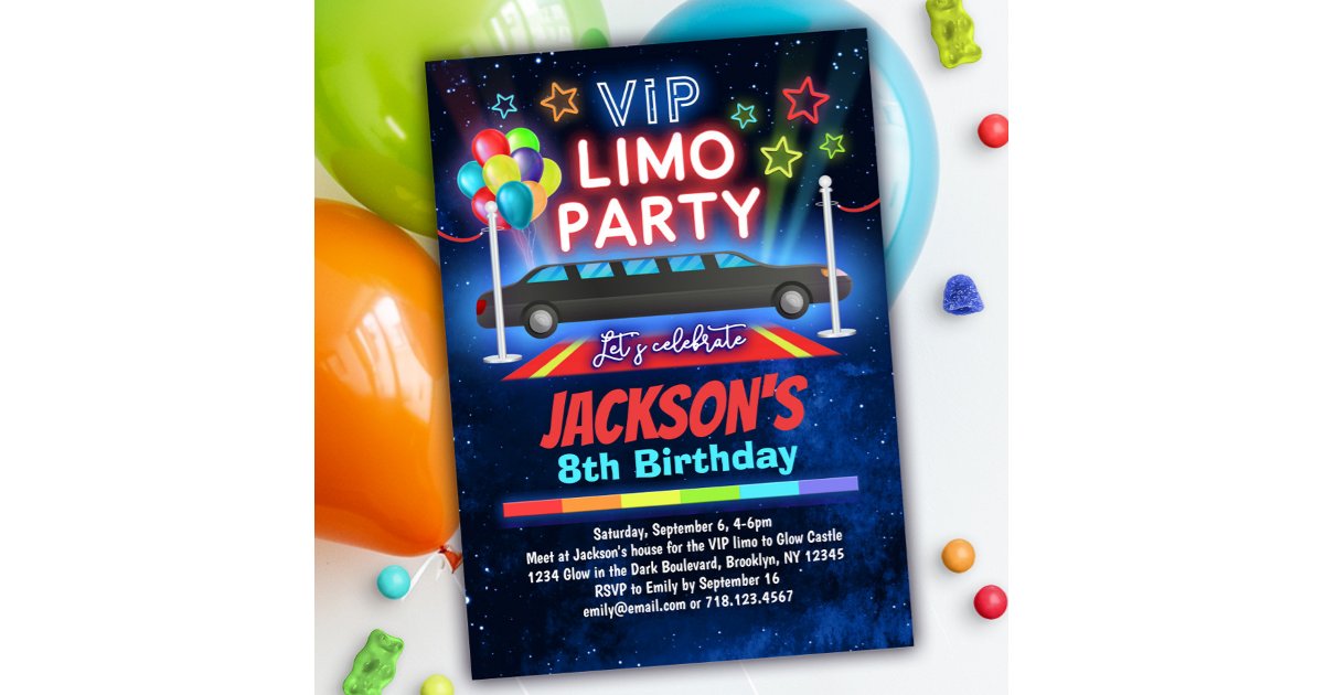Boys VIP Limo Birthday Party Invitation | Zazzle