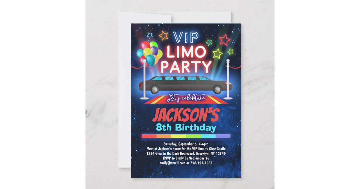 Boys VIP Limo Birthday Party Invitation | Zazzle