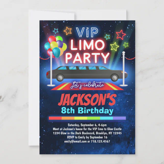 Boys VIP Limo Birthday Party Invitation | Zazzle