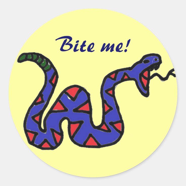 BR- Bite me snake cartoon sticker | Zazzle