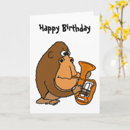 BR- Gorilla Playing Tuba Birthday Card | Zazzle