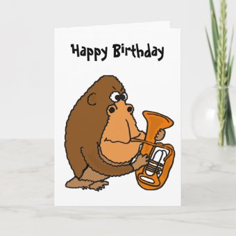 BR- Gorilla Playing Tuba Birthday Card | Zazzle