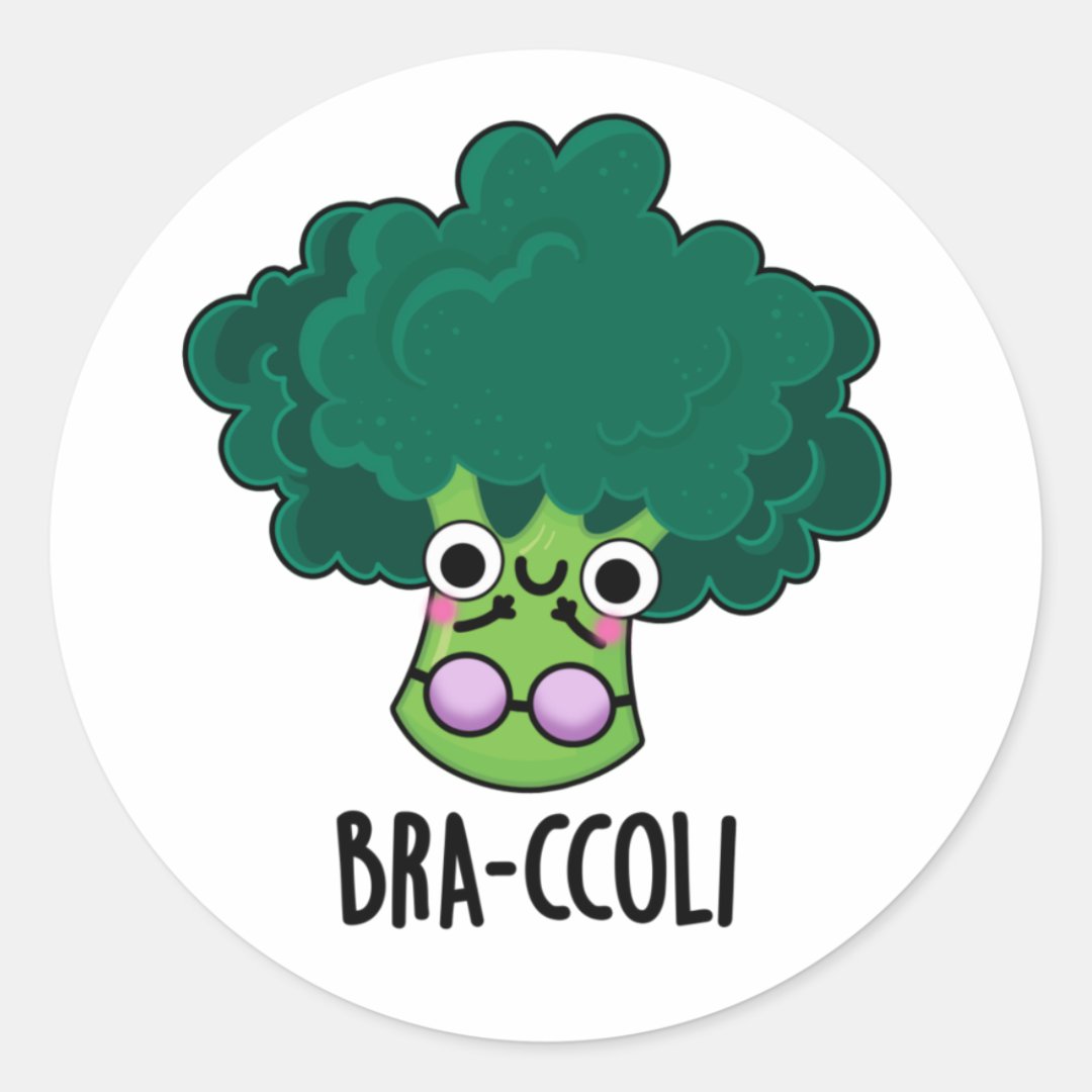 Bra-ccoli Funny Veggie Broccoli Bra Pun Classic Round Sticker | Zazzle