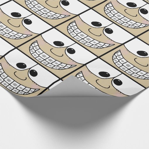 Brace Yourself-Smiling Face with Braces on Teeth Wrapping Paper | Zazzle