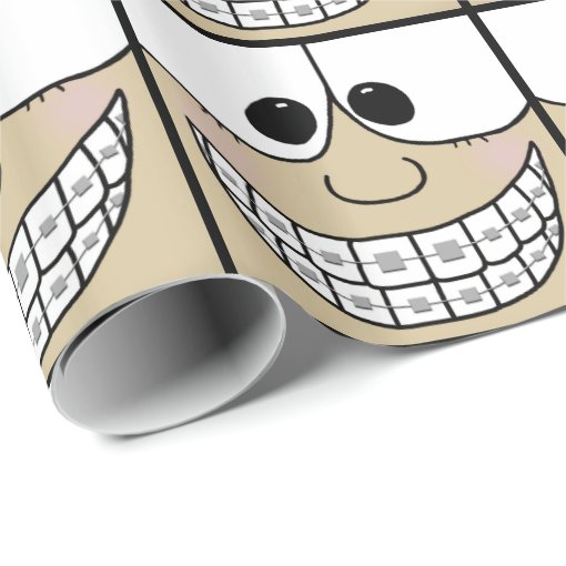Brace Yourself-Smiling Face with Braces on Teeth Wrapping Paper | Zazzle