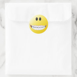 Braces Face Classic Round Sticker | Zazzle