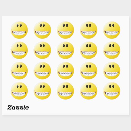 Braces Face Classic Round Sticker | Zazzle