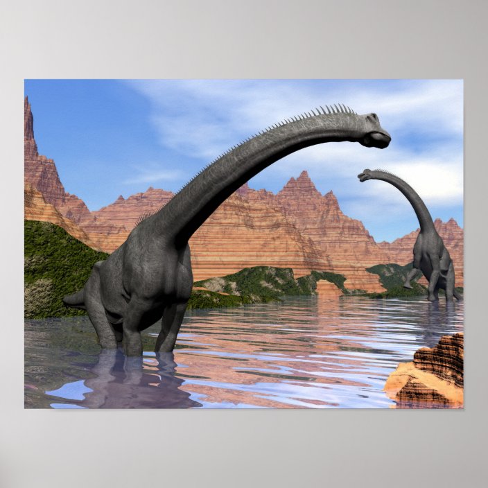 Brachiosaurus dinosaurs in water - 3D render Poster | Zazzle.com