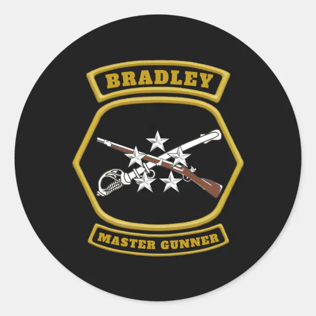 Bradley Master Gunner Emblem Classic Round Sticker | Zazzle