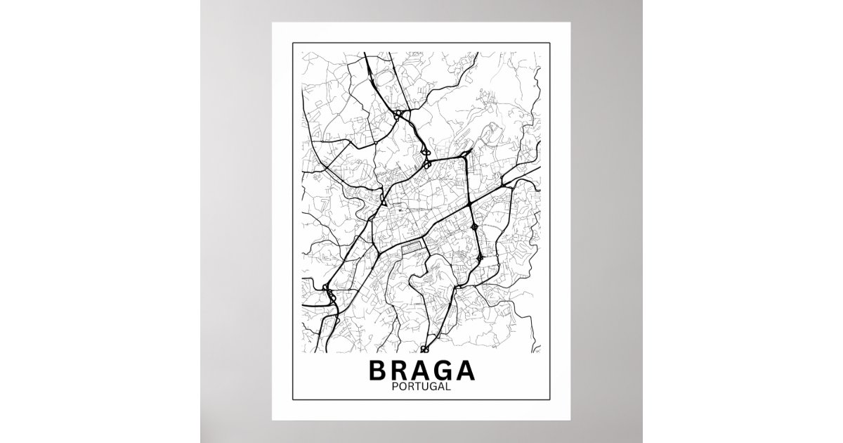 Braga City Map Classic Line Poster | Zazzle