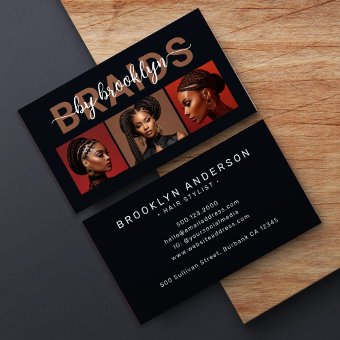 Braids Hair Stylist Modern Photographs Business Card | Zazzle