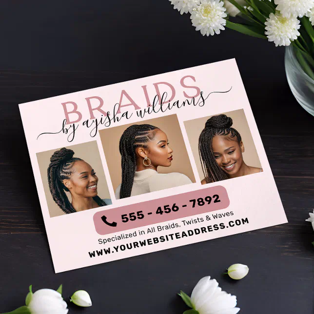 Braids Photo Collage Hairstylist Flyer | Zazzle