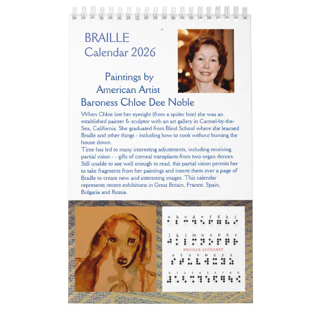Braille 2026 by Chloe Dee Noble - Calendar | Zazzle