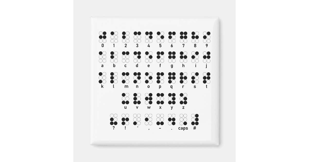 Braille alphabet blind letters symbol magnet | Zazzle