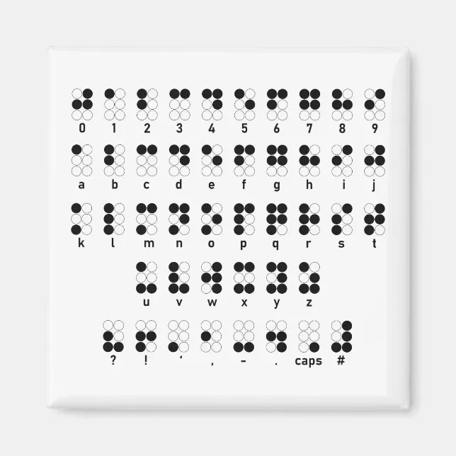 Braille alphabet blind letters symbol magnet | Zazzle