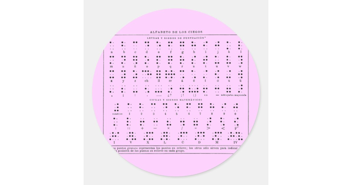 Braille Alphabet Sticker | Zazzle