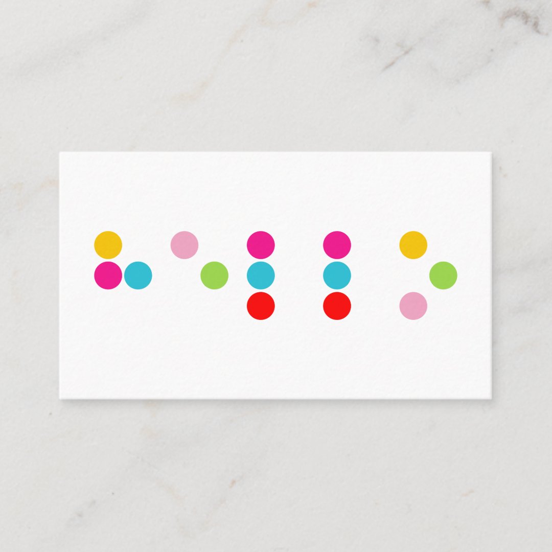 Braille blind language alphabet letters hello text business card | Zazzle