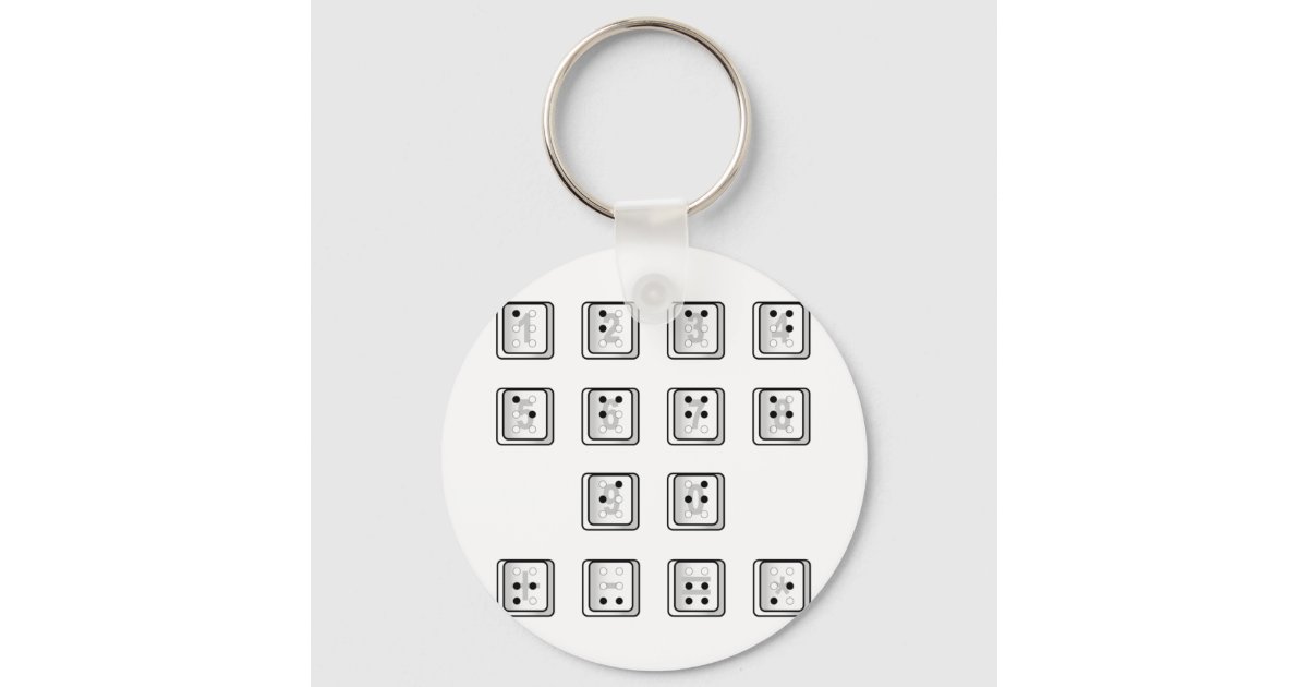 Braille Computer Key Numbers Keychain | Zazzle
