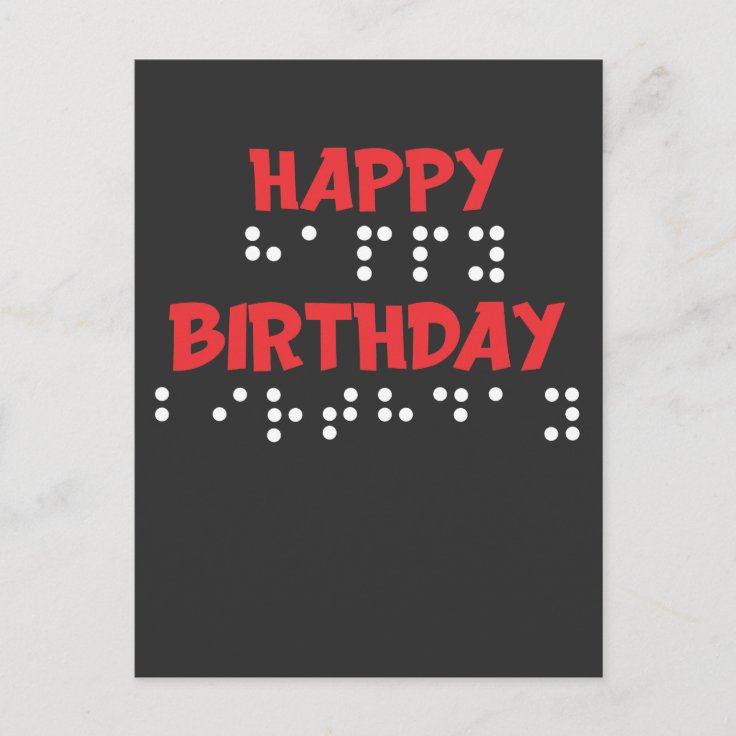 Braille Dots - Happy Birthday t-shirt Blind Postcard | Zazzle