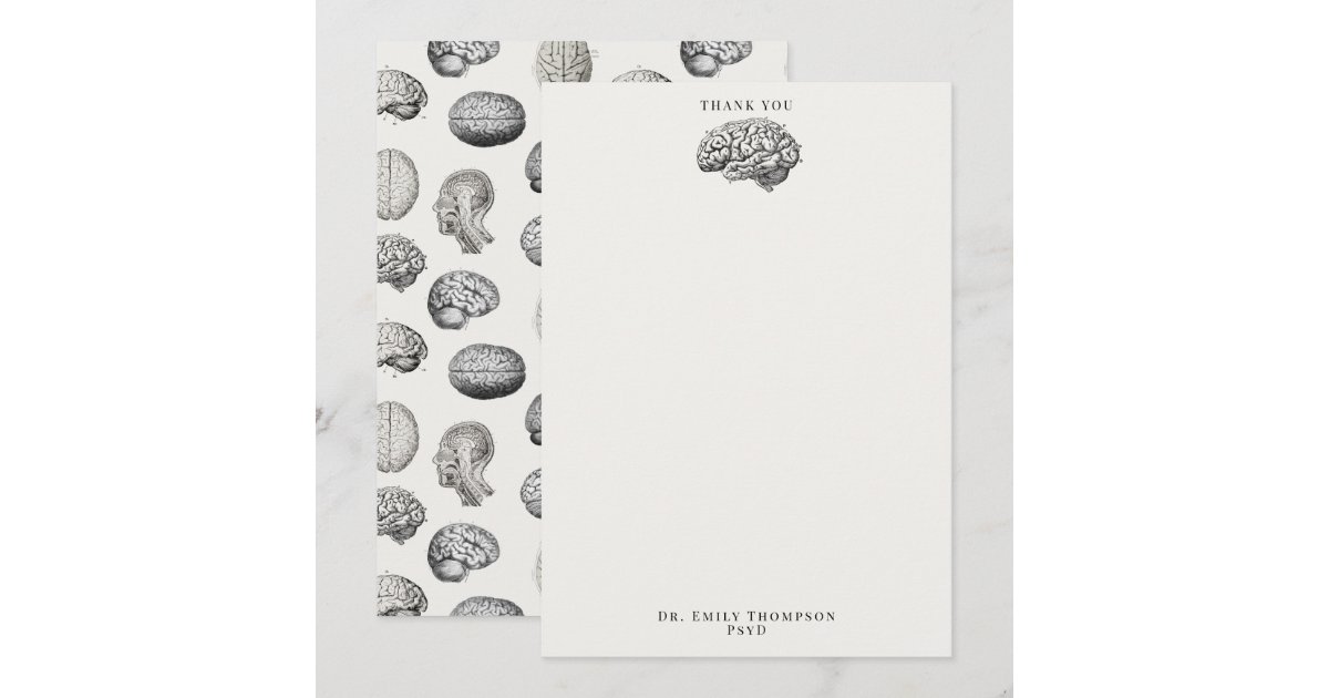 Brain Anatomy Biology Illustrations Psychologist Thank You Card | Zazzle