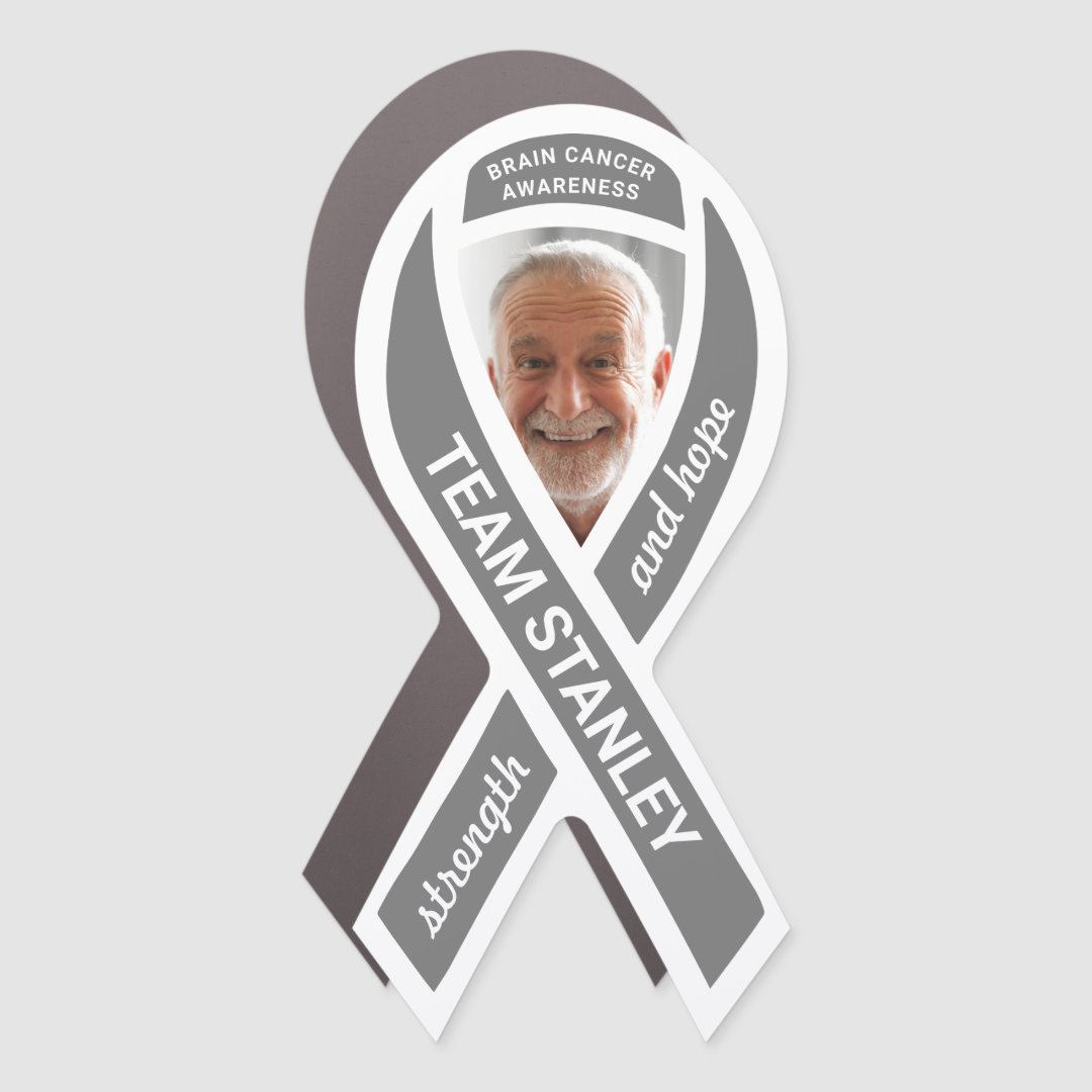 Brain Cancer Awareness Photo Gray Support Ribbon Car Magnet | Zazzle