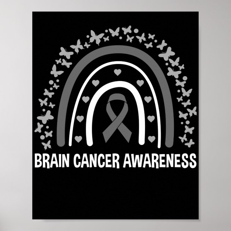 Brain Cancer Awareness Rainbow Brain Tumor Gray Poster | Zazzle