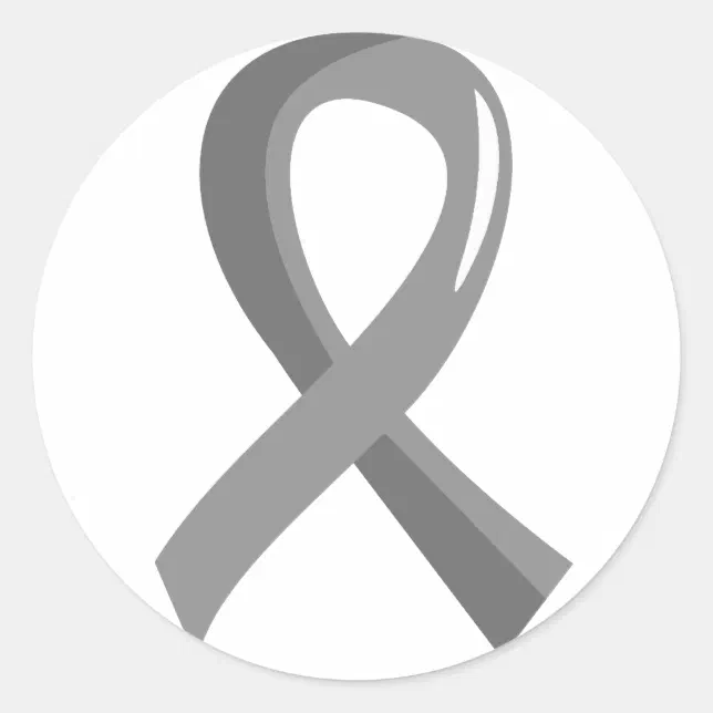 Brain Cancer Grey Ribbon 3 Classic Round Sticker | Zazzle