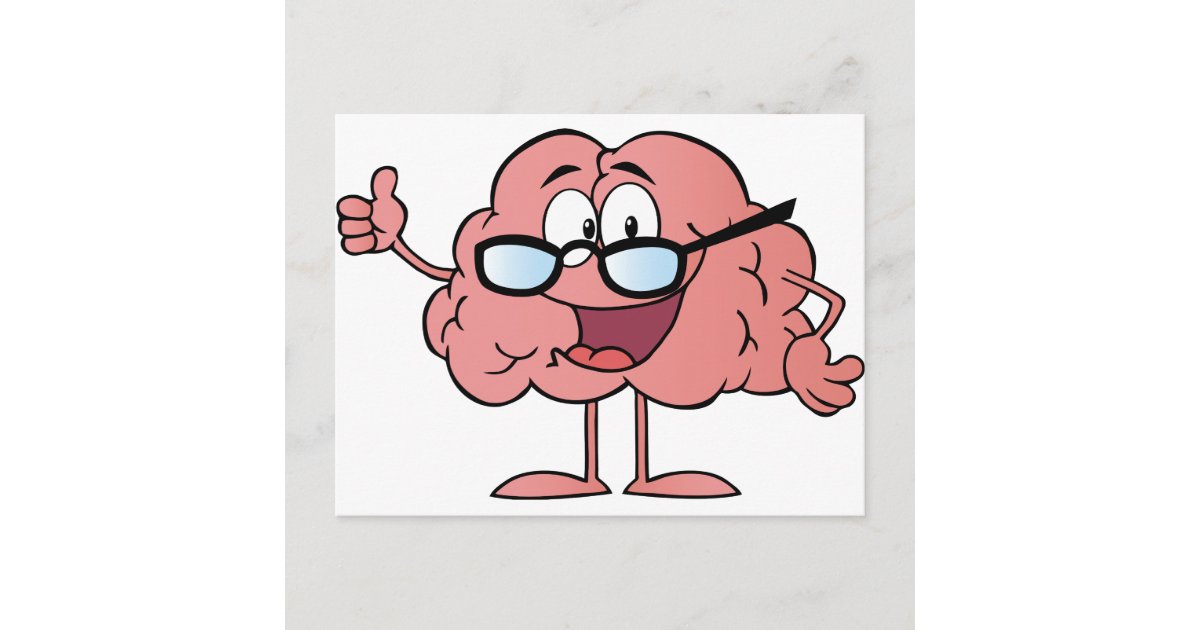 Brain Cartoon Character Giving The Thumbs Up Postcard | Zazzle