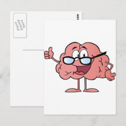 Brain Cartoon Character Giving The Thumbs Up Postcard | Zazzle
