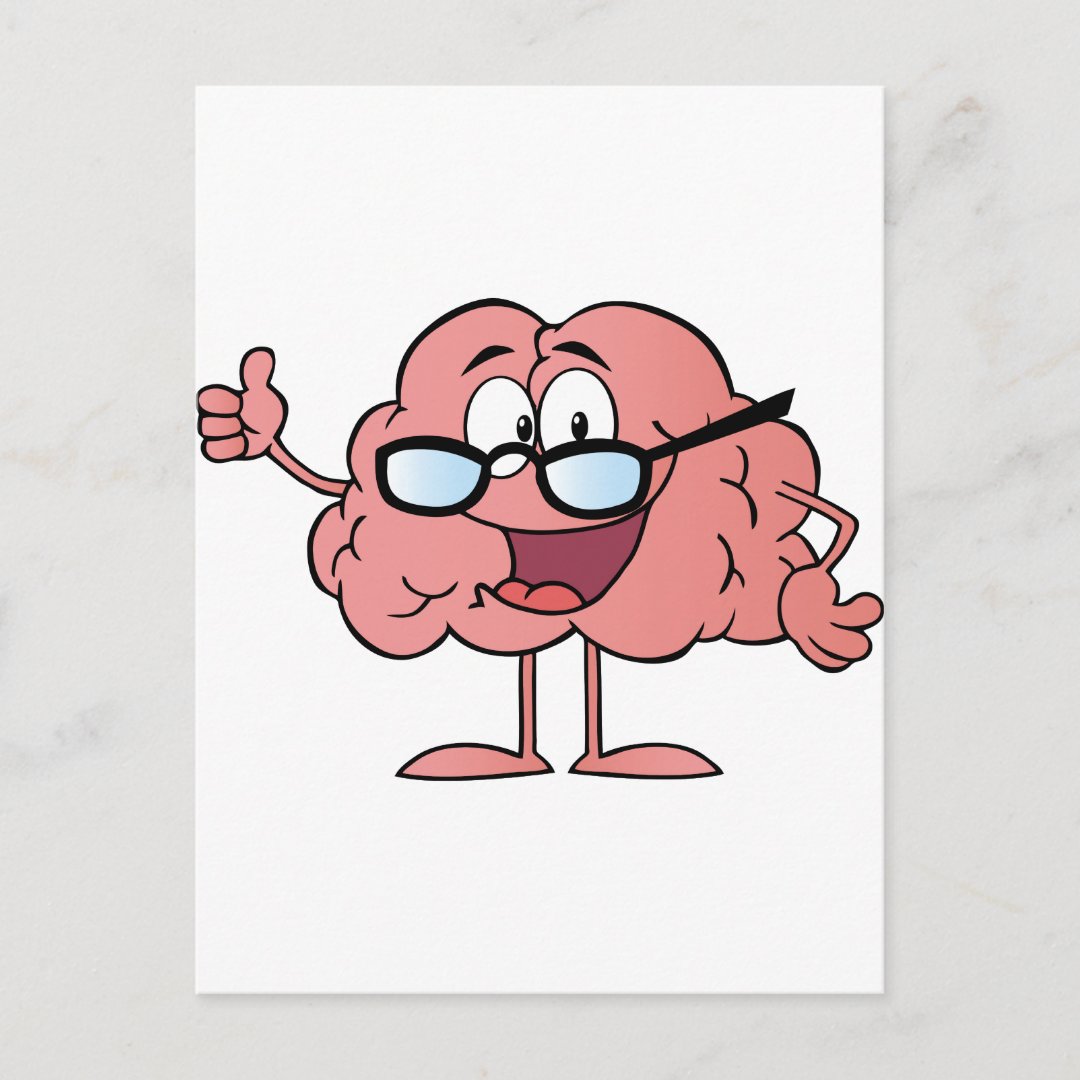 Brain Cartoon Character Giving The Thumbs Up Postcard | Zazzle