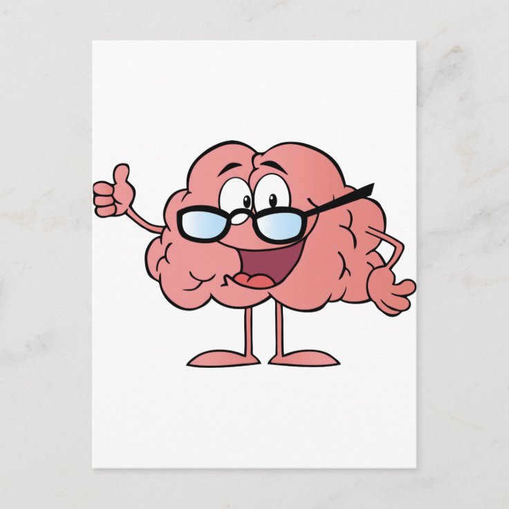 Brain Cartoon Character Giving The Thumbs Up Postcard | Zazzle