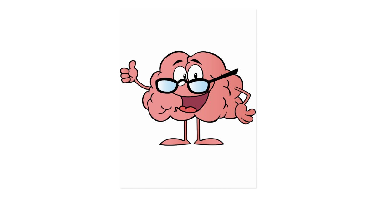 Brain Cartoon Character Giving The Thumbs Up Postcard | Zazzle.com